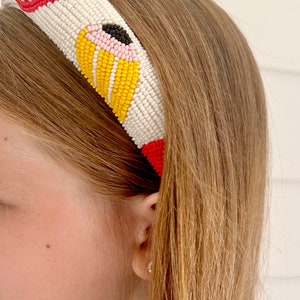 Teacher / Back to School Headband / Beaded / Kitschy Gift / Ivory Red ...