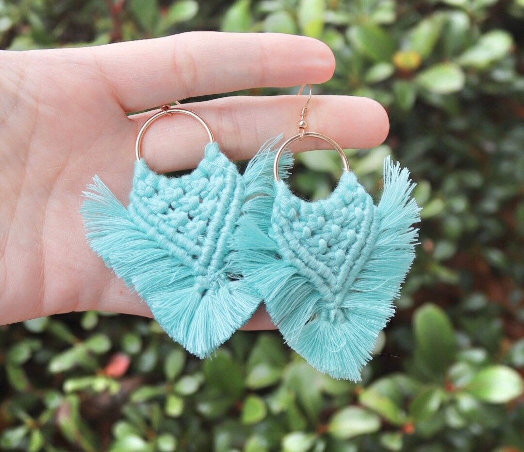 Hand Macrame Earrings / Threaded / Choose Your Color / Statement ...