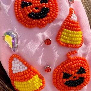 Candy Corn Pumpkin Halloween Headband / Rhinestone Seed Bead Beaded ...