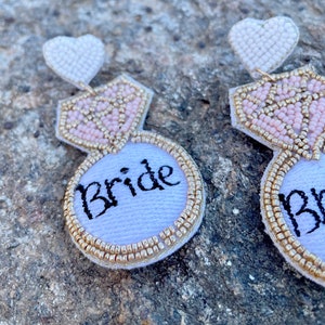 Bride Earrings / Team Bride / Ring / Bachelorette Party / Bride Gift ...