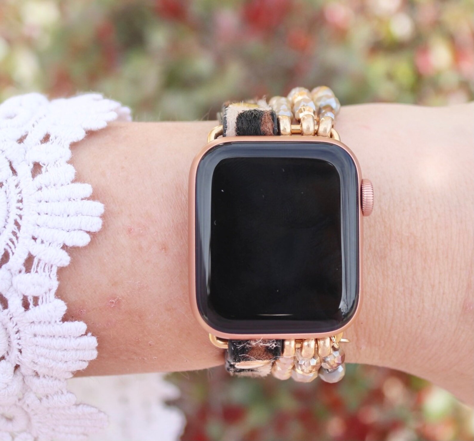 Beaded Leopard Watch Band / Compatible With Apple / 38mm 40mm 41mm ...