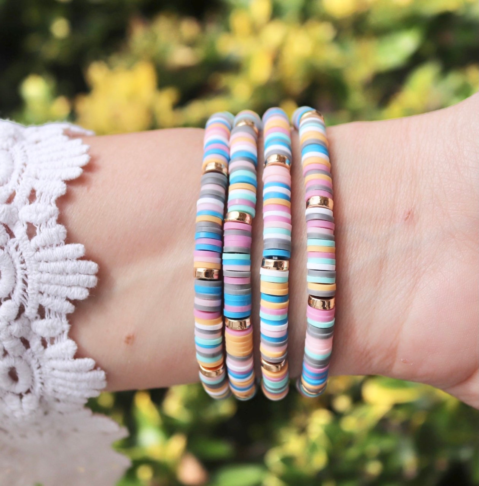 Rainbow Watch Band / Compatible With Apple Watch / Clay Beaded | Etsy