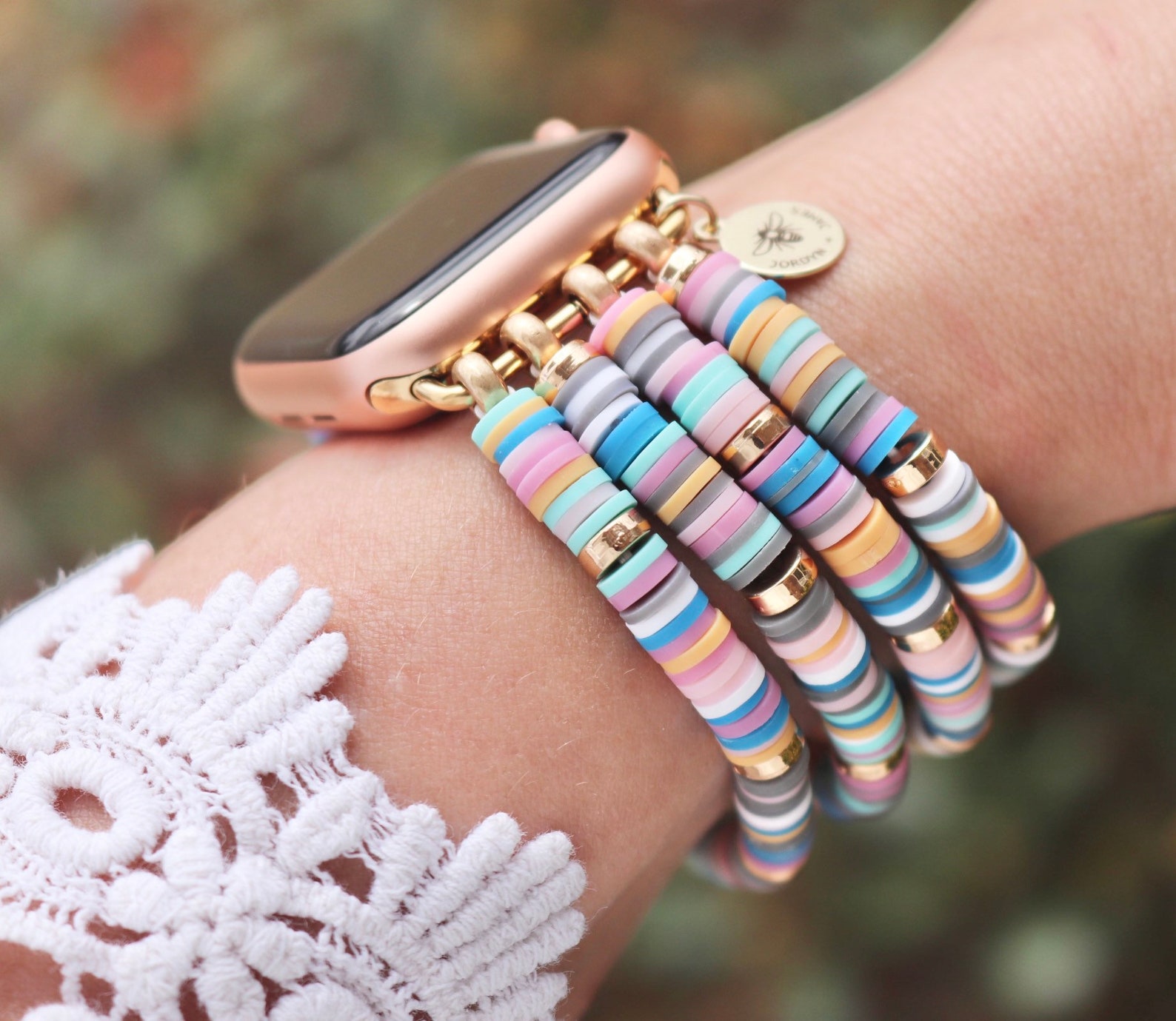 Rainbow Watch Band / Compatible With Apple Watch / Clay Beaded | Etsy