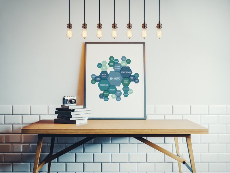 Personalized Family Tree Art - Hexagons - Etsy