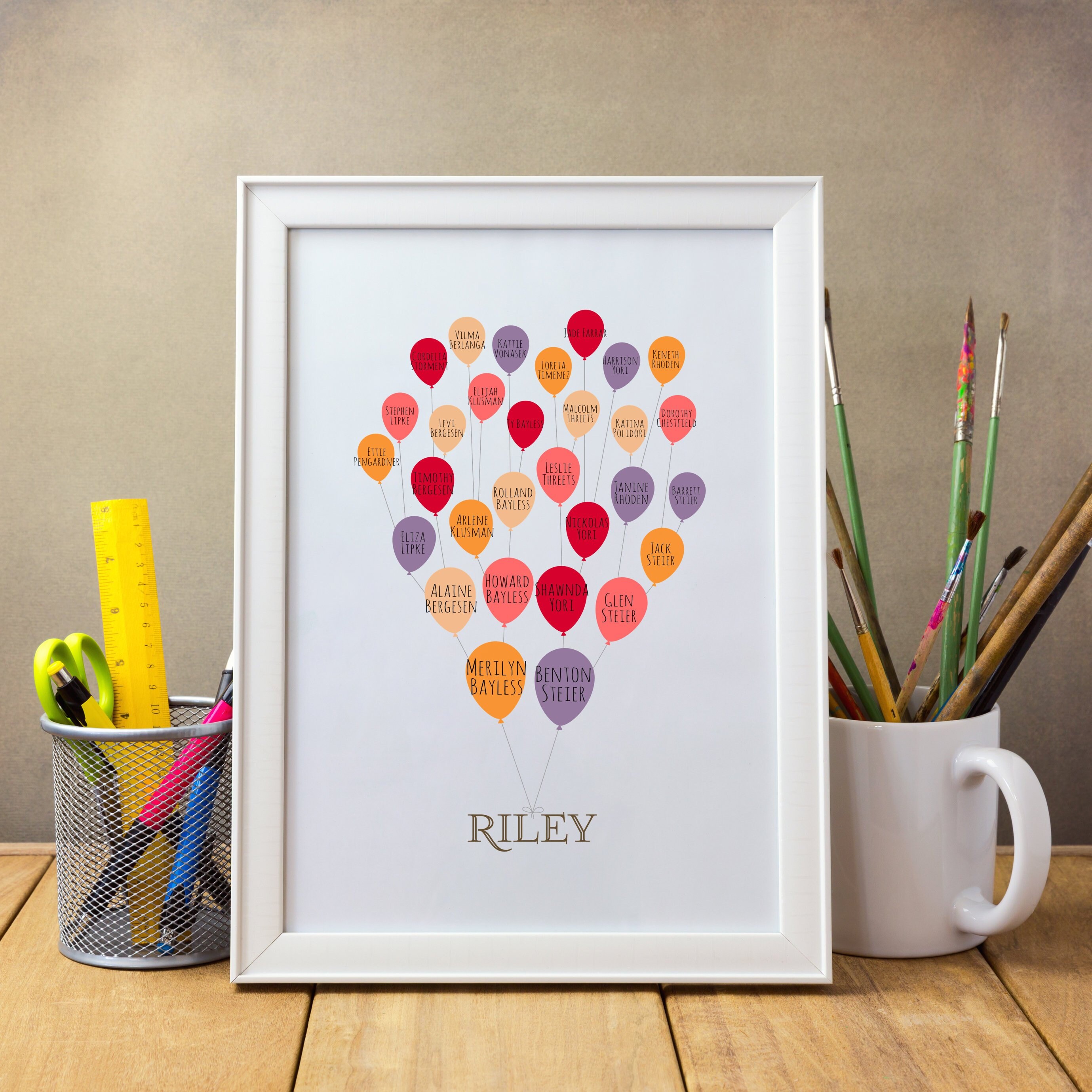 Personalized Family Tree Art - Balloons - Etsy