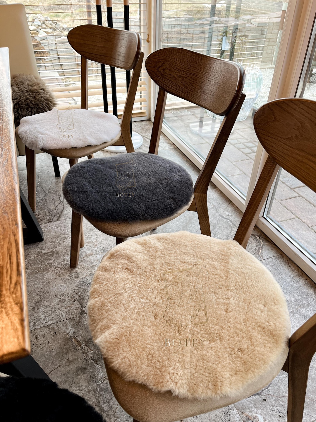 Handmade Sheepskin Chair Cover: Round Wool Seat Pad, Organic Home Decor ...