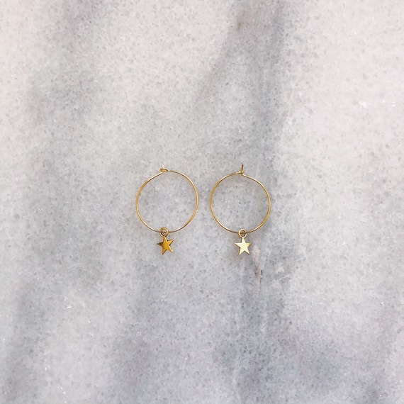 Gold Star Hoop Earrings | Etsy