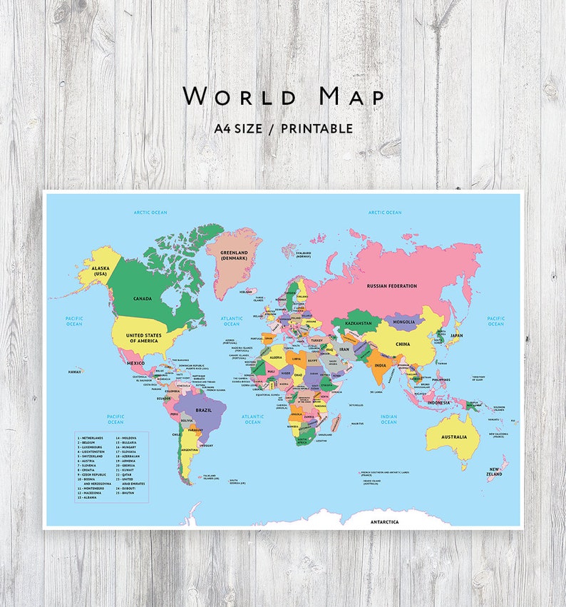 Printable Map Of The World Planner Insert | Etsy