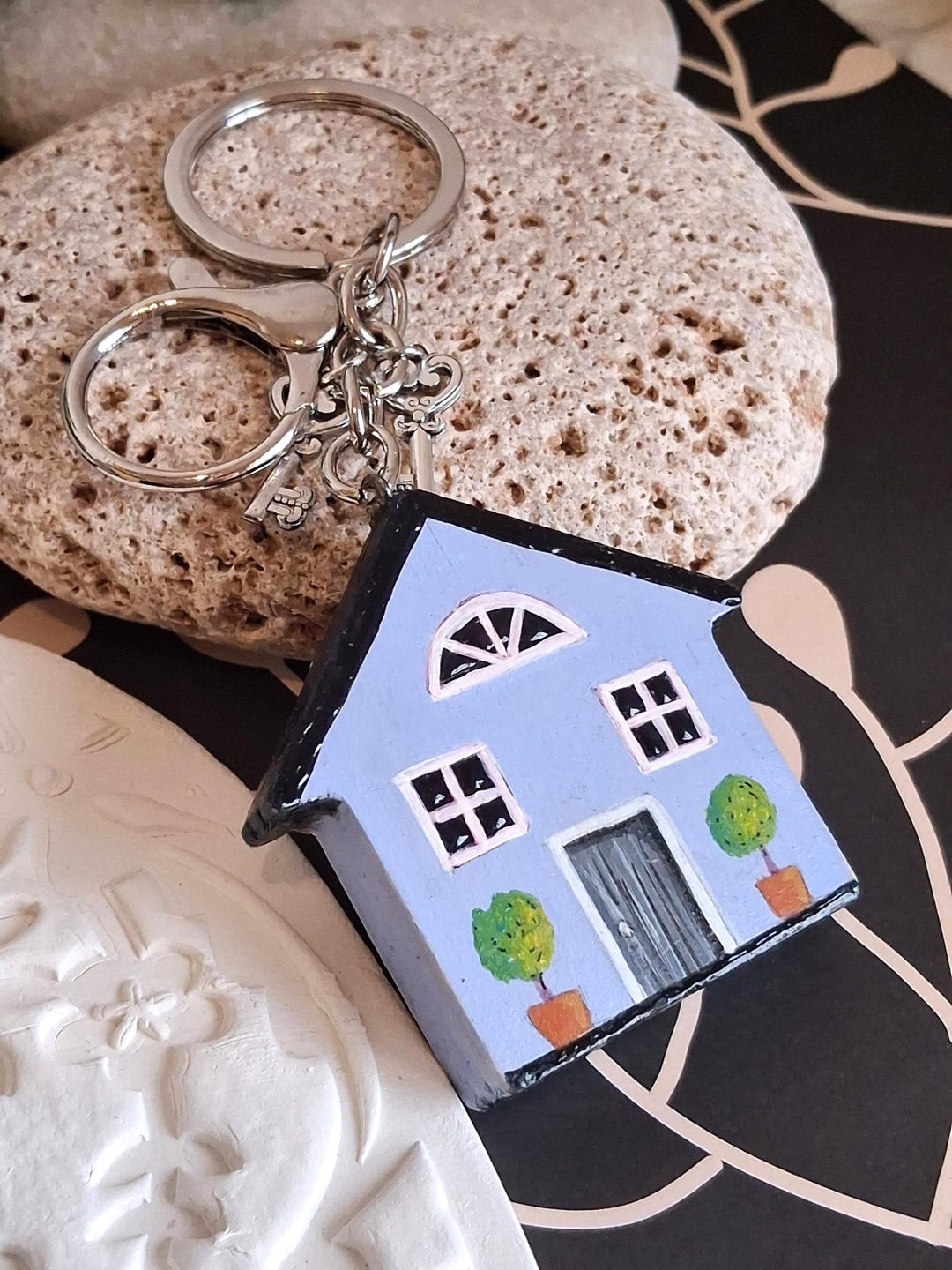 Customizable, Hand-painted Keychain. New Home Gift, House-shaped ...