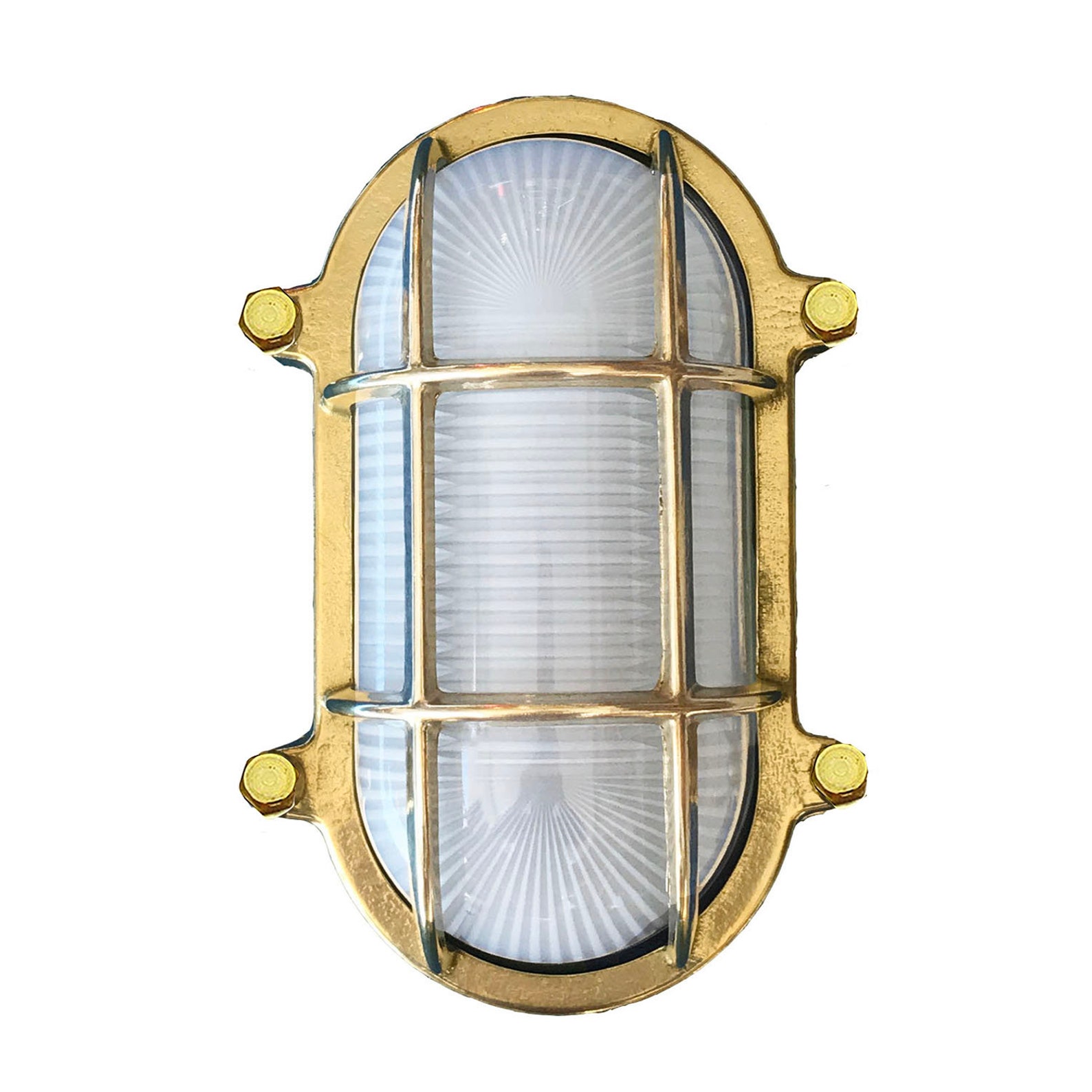 Small Oval Cage Bulkhead Sconce (UL Listed / Solid Brass, Indoor ...