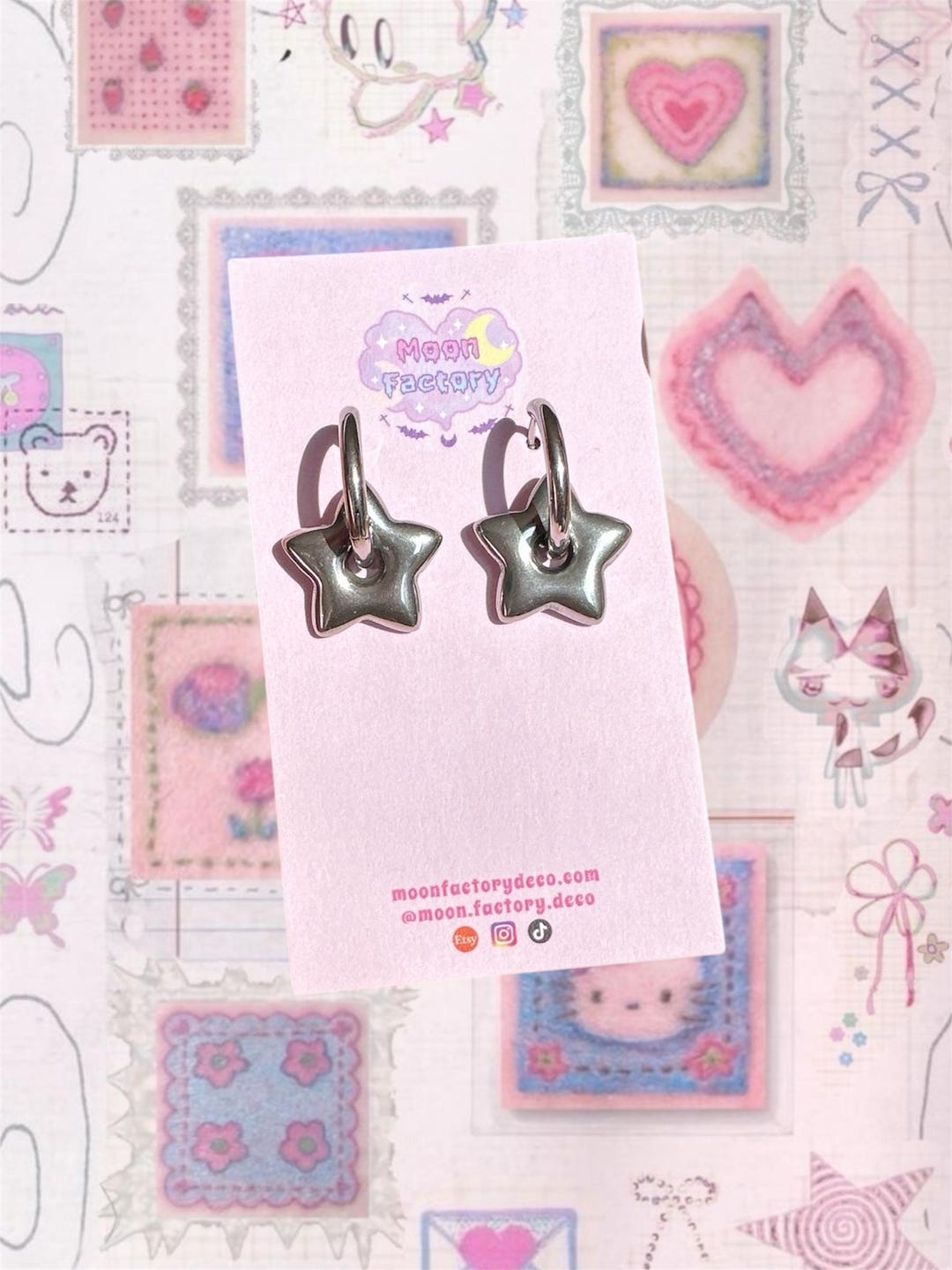Y2k Silver Star Huggie Earrings Dark Academia Jewelry Whimsigoth Y2k ...