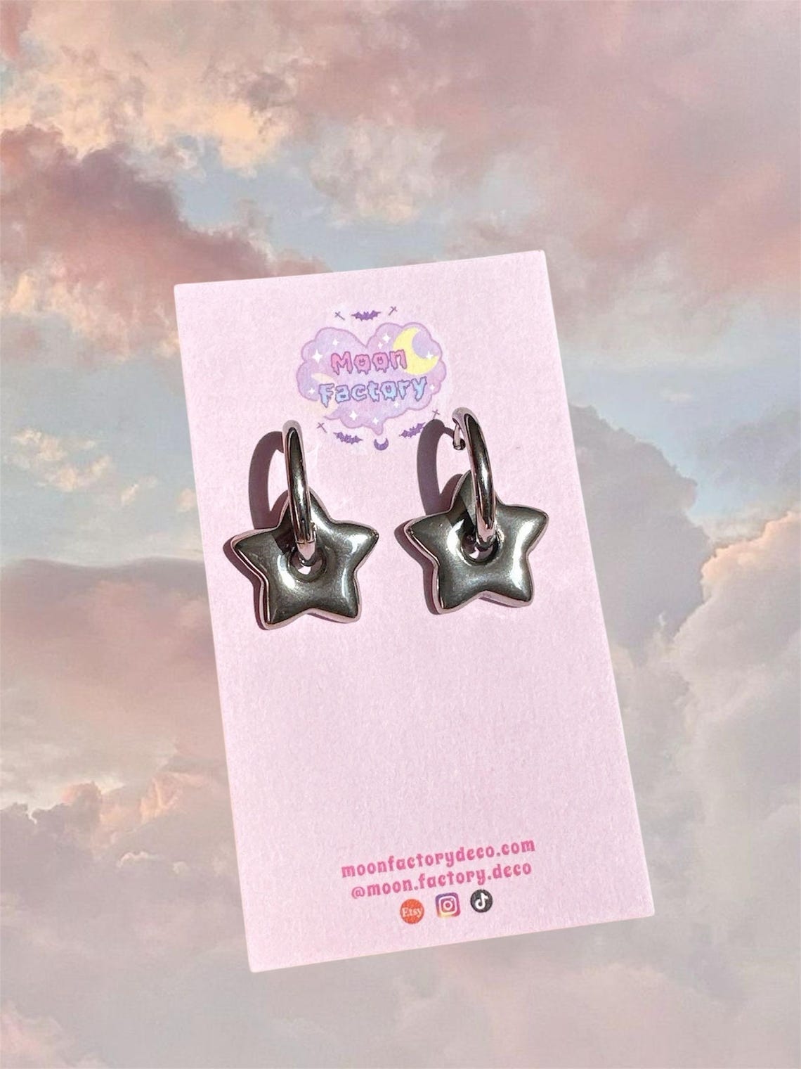 Y2k Silver Star Huggie Earrings Dark Academia Jewelry Whimsigoth Y2k ...