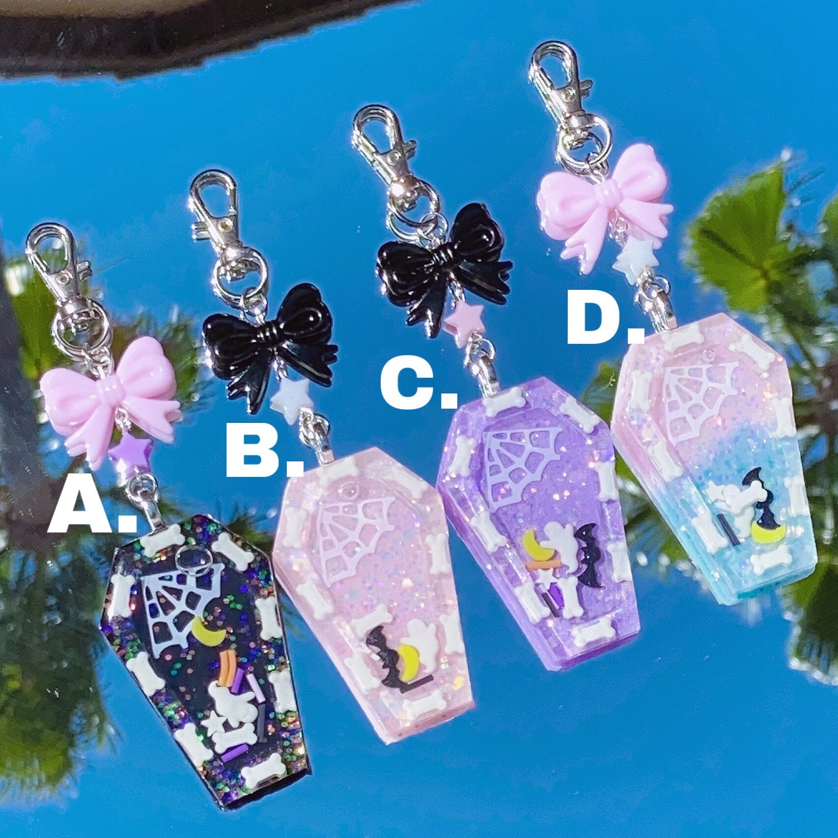 Coffin keychain shaker charm resin keychain pastel goth spooky | Etsy