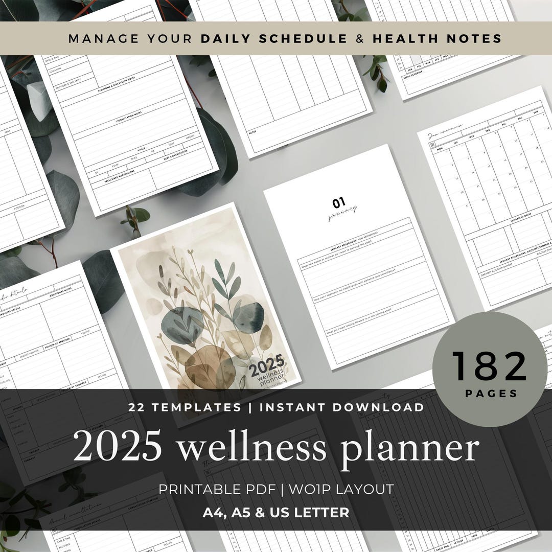 2025 Wellness Planner or Chronic Illness Planner, Medical Inserts and ...