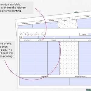 Printable and Fillable Weekly Symptom Tracker to Chart Weekly Symptom ...