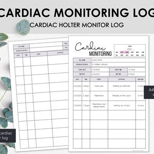 Cardiac Monitoring Log Printable 24-Hour Holter Monitor | Etsy