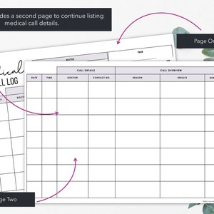 Medical Appointment Call Chart | Log Over the Phone Medical Appointment ...