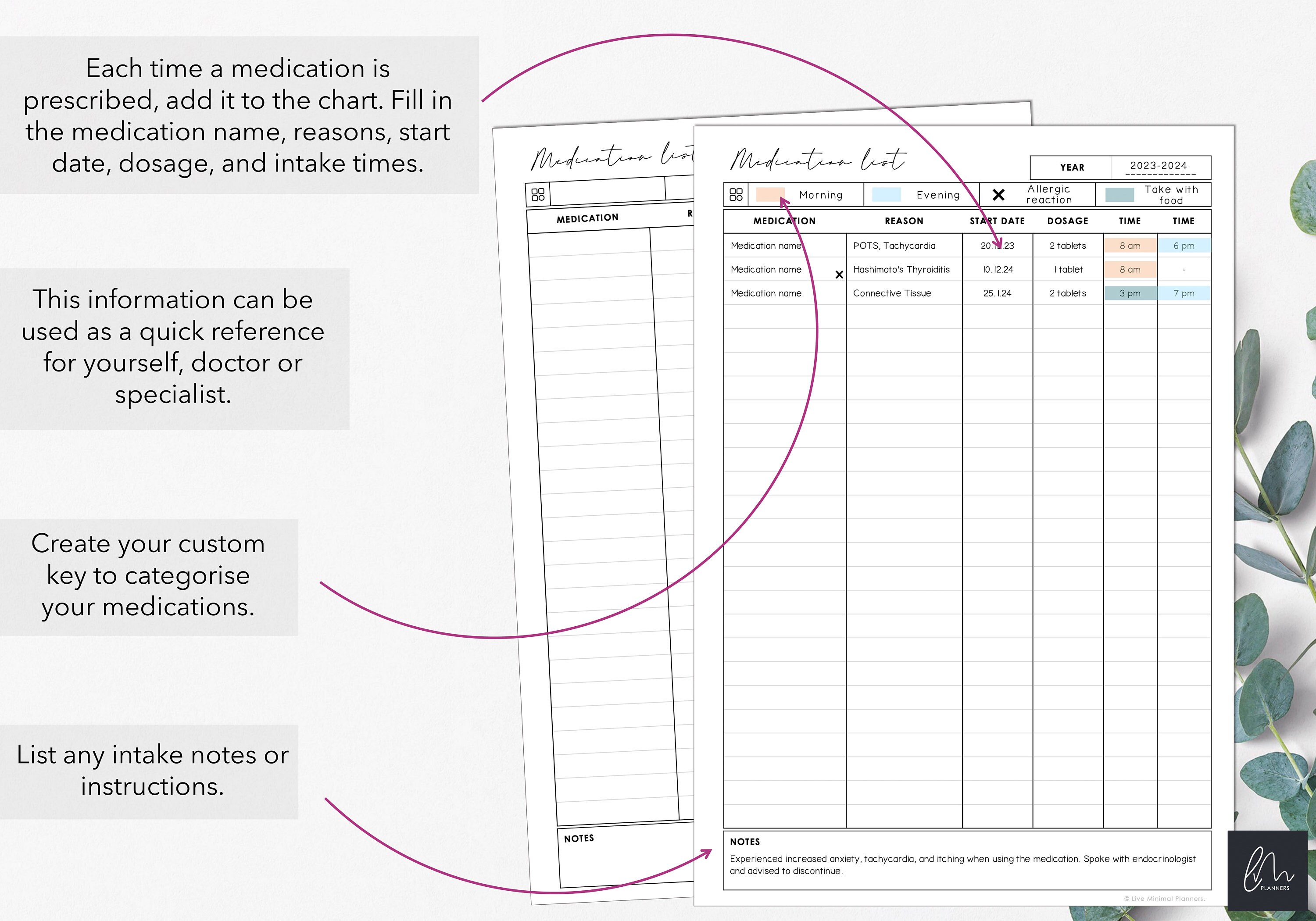 Printable and Fillable Medication Lists – Manage Current & Discontinued ...