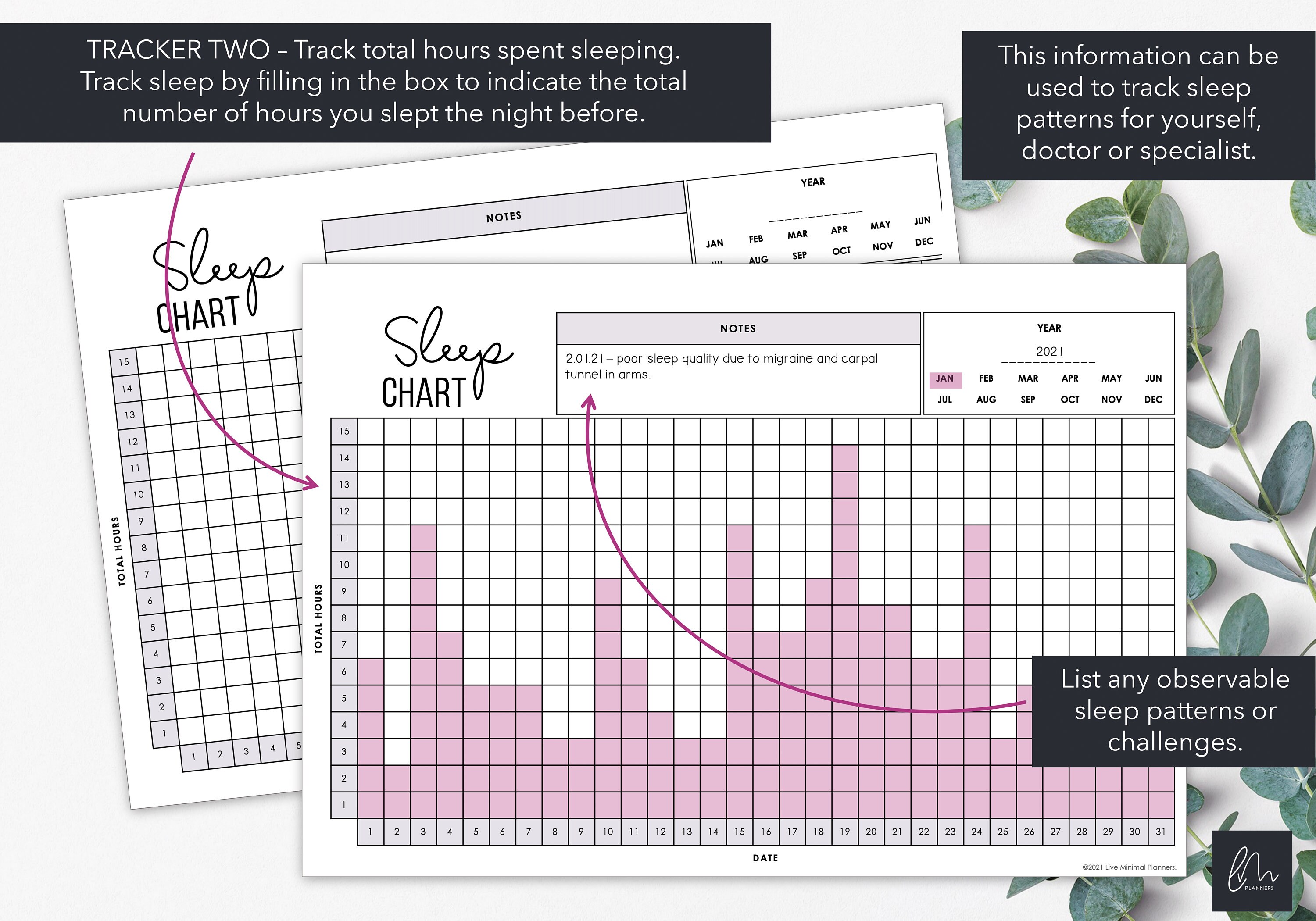 Monthly Sleep Trackers Printable | Chart Sleep Times Duration & Quality ...