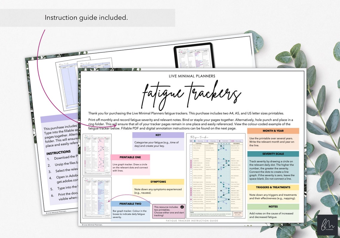 Printable and Fillable Monthly Fatigue Severity Trackers | Track Daily ...