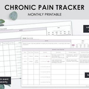 Printable Chronic Pain Tracker | Track Pain Events Symptoms & Severity ...