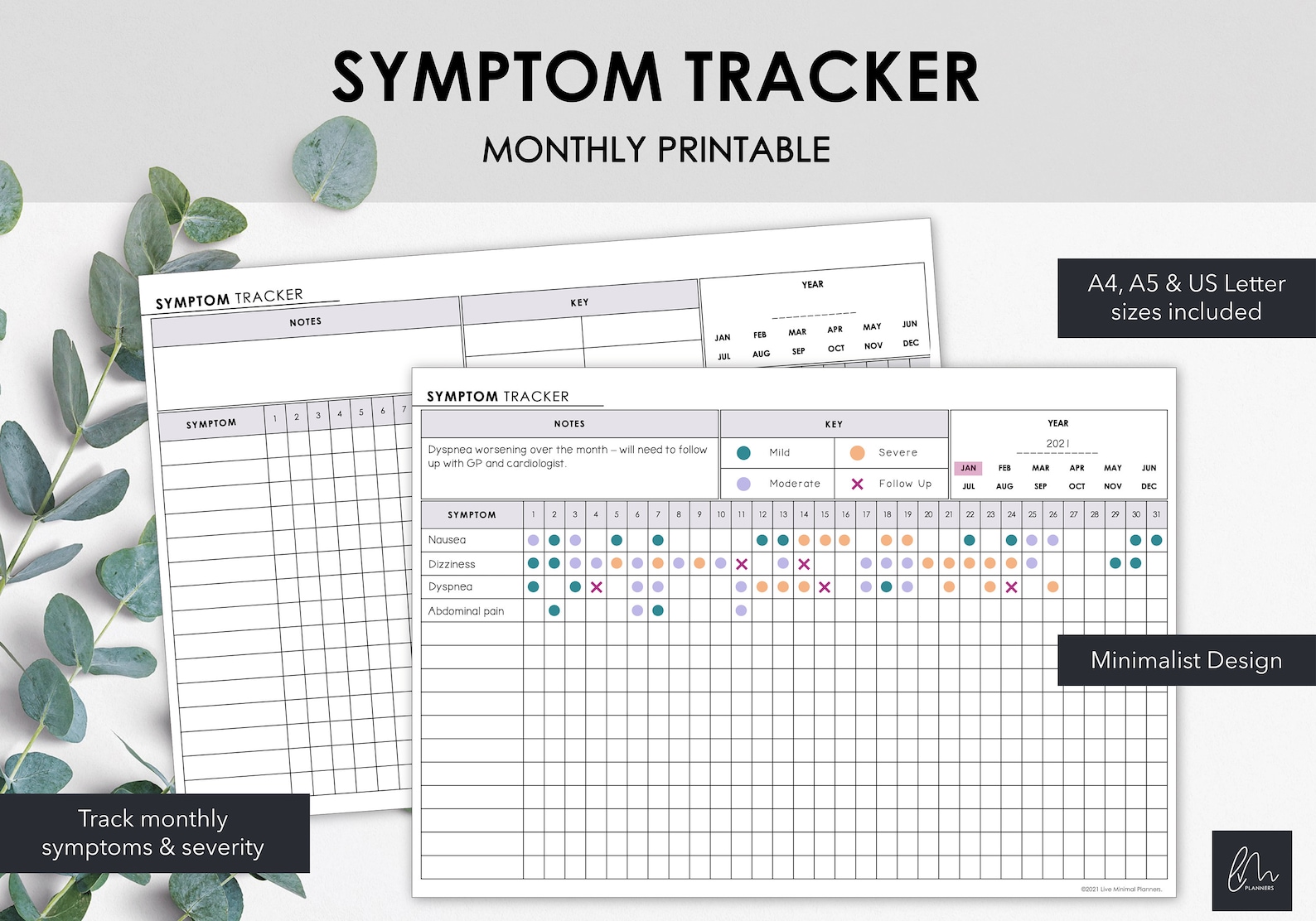 Printable Monthly Symptom Tracker | Chart Monthly Symptom Frequency ...