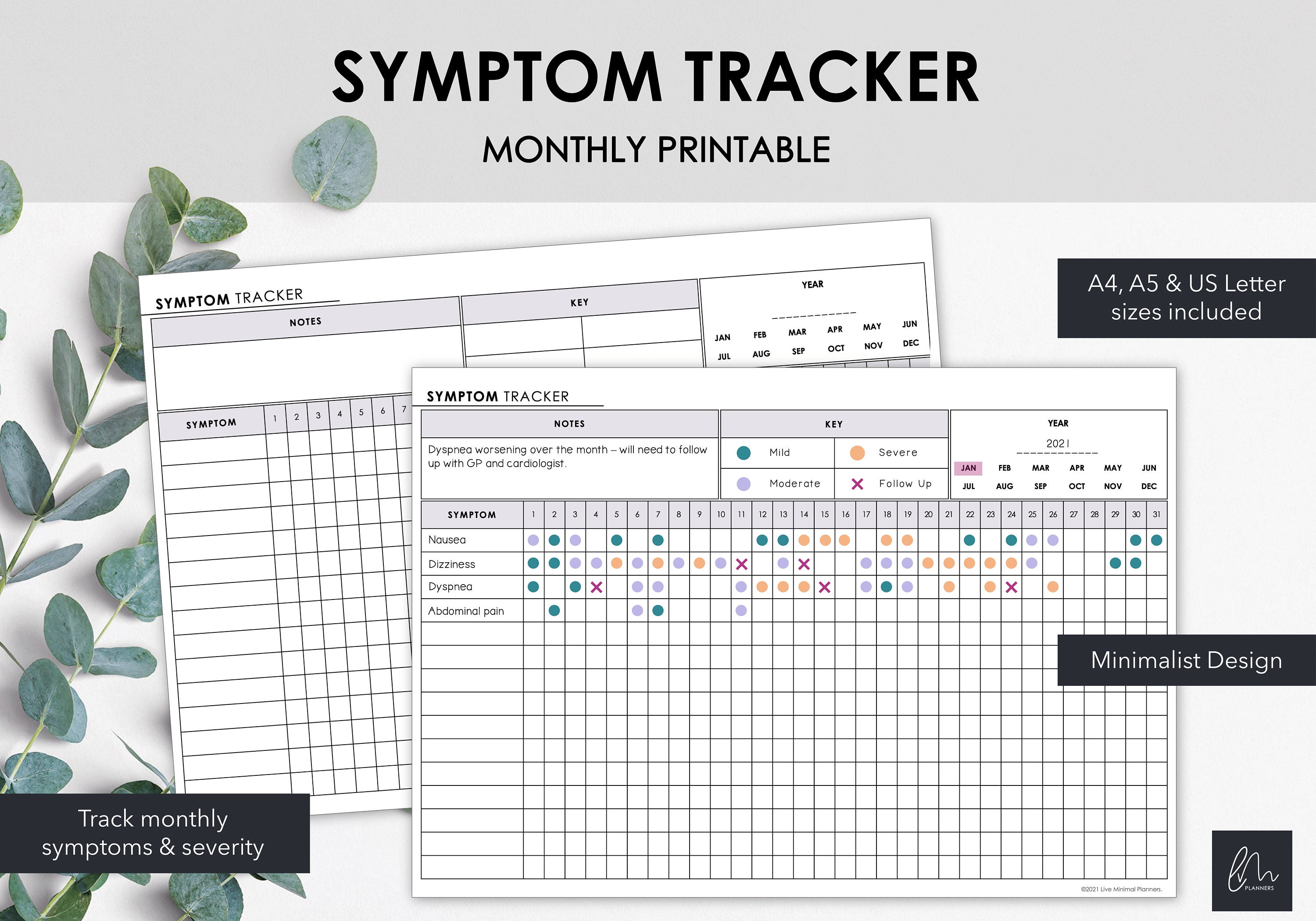 Printable Monthly Symptom Tracker | Chart Monthly Symptom Frequency ...