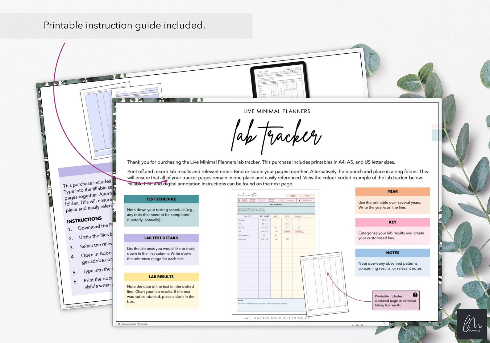 Printable and Fillable Medical Test Log or Lab Results Tracker, Chart ...
