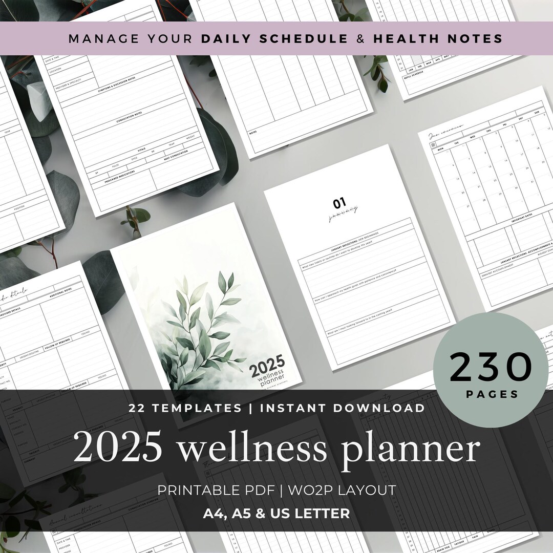 2025 Wellness Planner or Chronic Illness Planner, A Complete Symptom ...