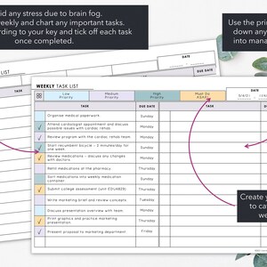 Printable Weekly Task List | Manage Medical Personal College & Work ...