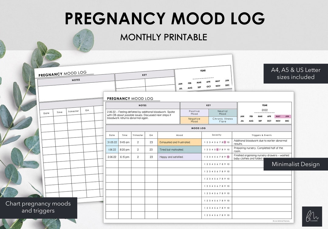 Pregnancy Mood Log | Track Daily Mood & Monitor Causes of Mood Changes ...