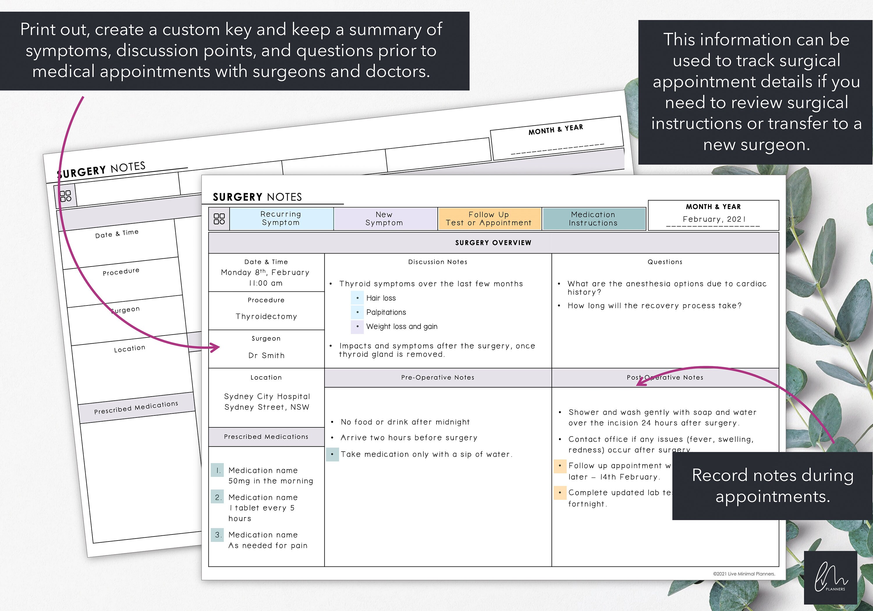 Printable Surgical Appointment Notes | Surgical Appointment Information ...