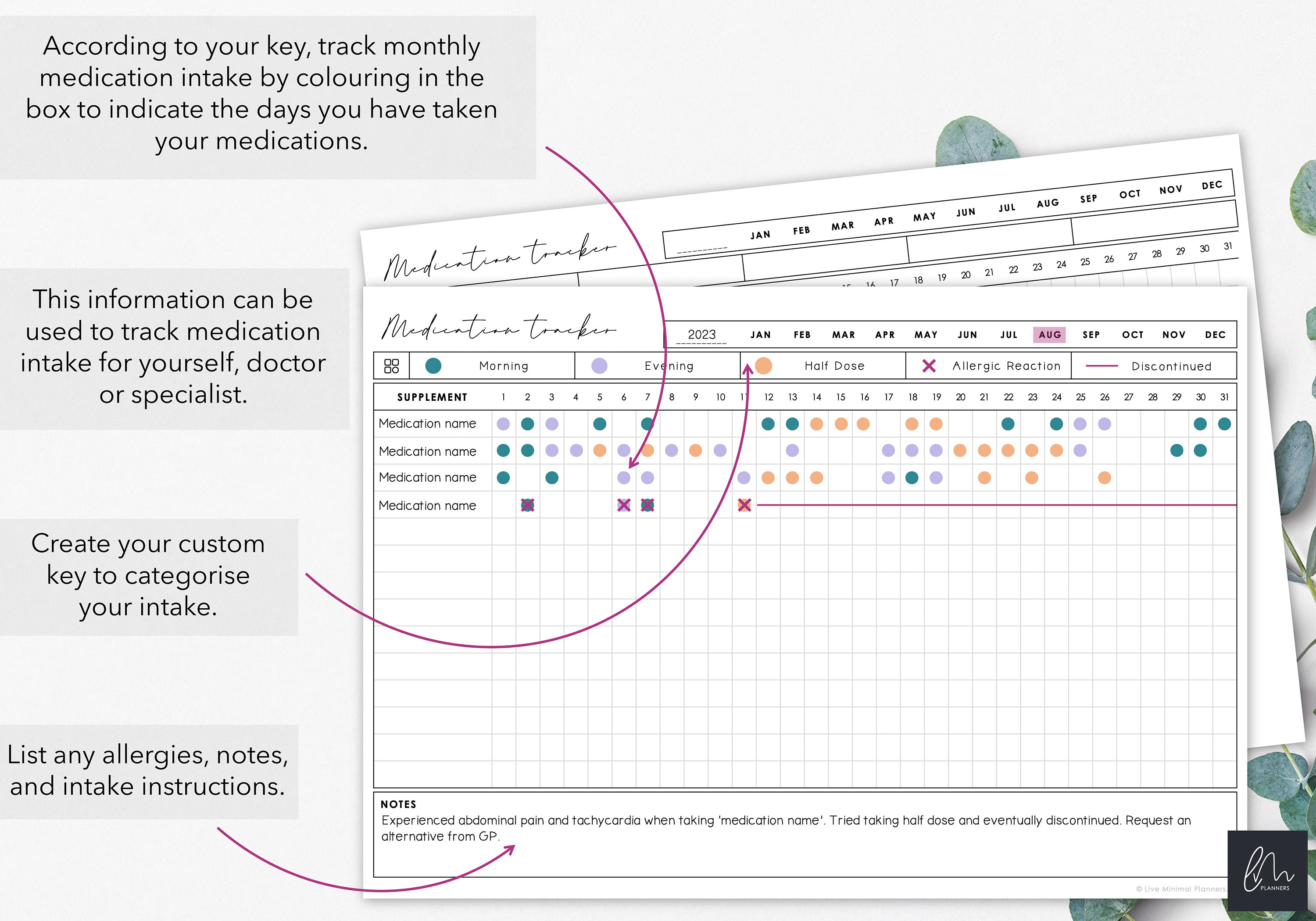 Printable and Fillable Monthly Medication Tracker | Chart Monthly ...