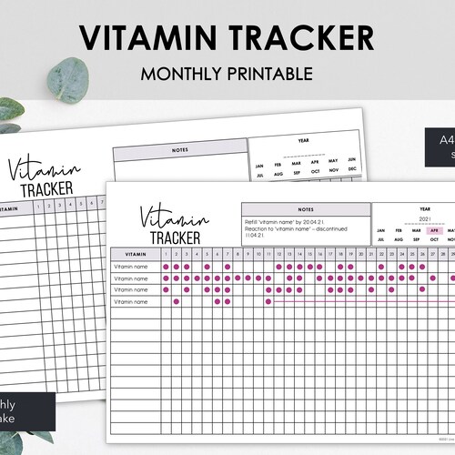 Printable Monthly Vitamin Tracker - Etsy