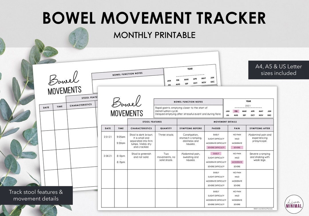 Bowel Movement Tracker | Movement Events Features & Symptoms | Monthly ...