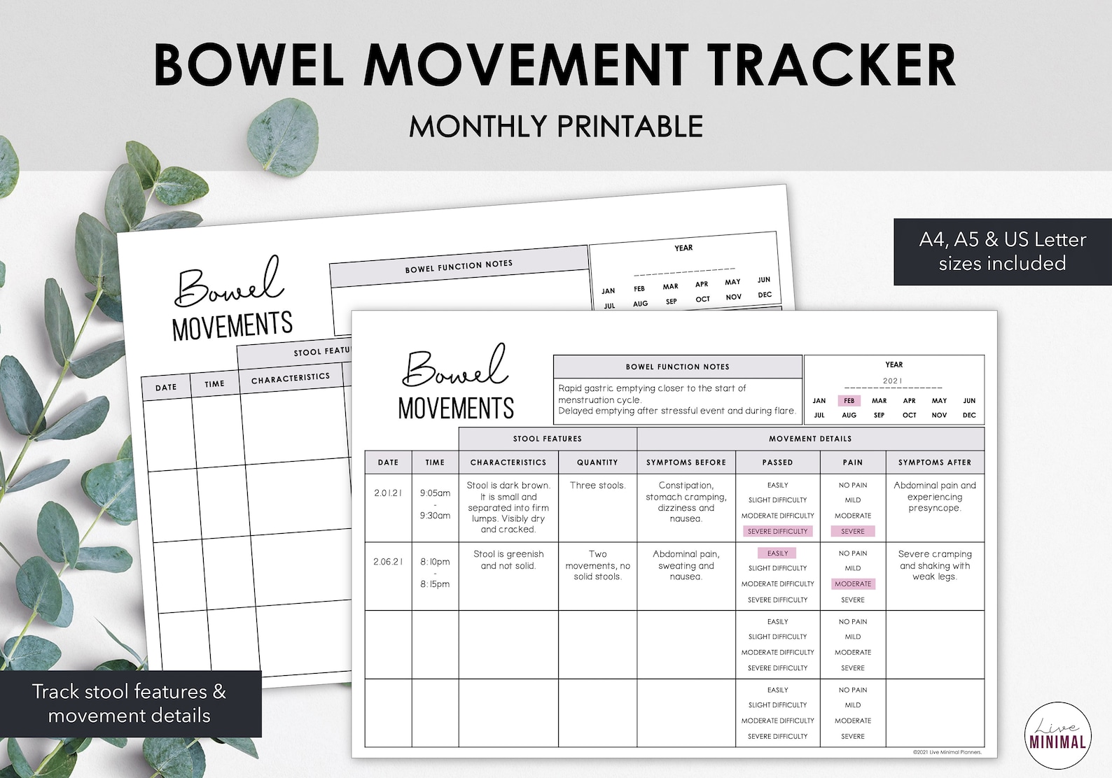 Bowel Movement Tracker Movement Events Features & Symptoms - Etsy