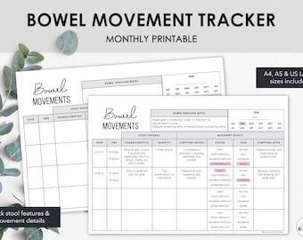 Monthly Bowel Movement Trackers Printable Chronic Constipation Tracker ...