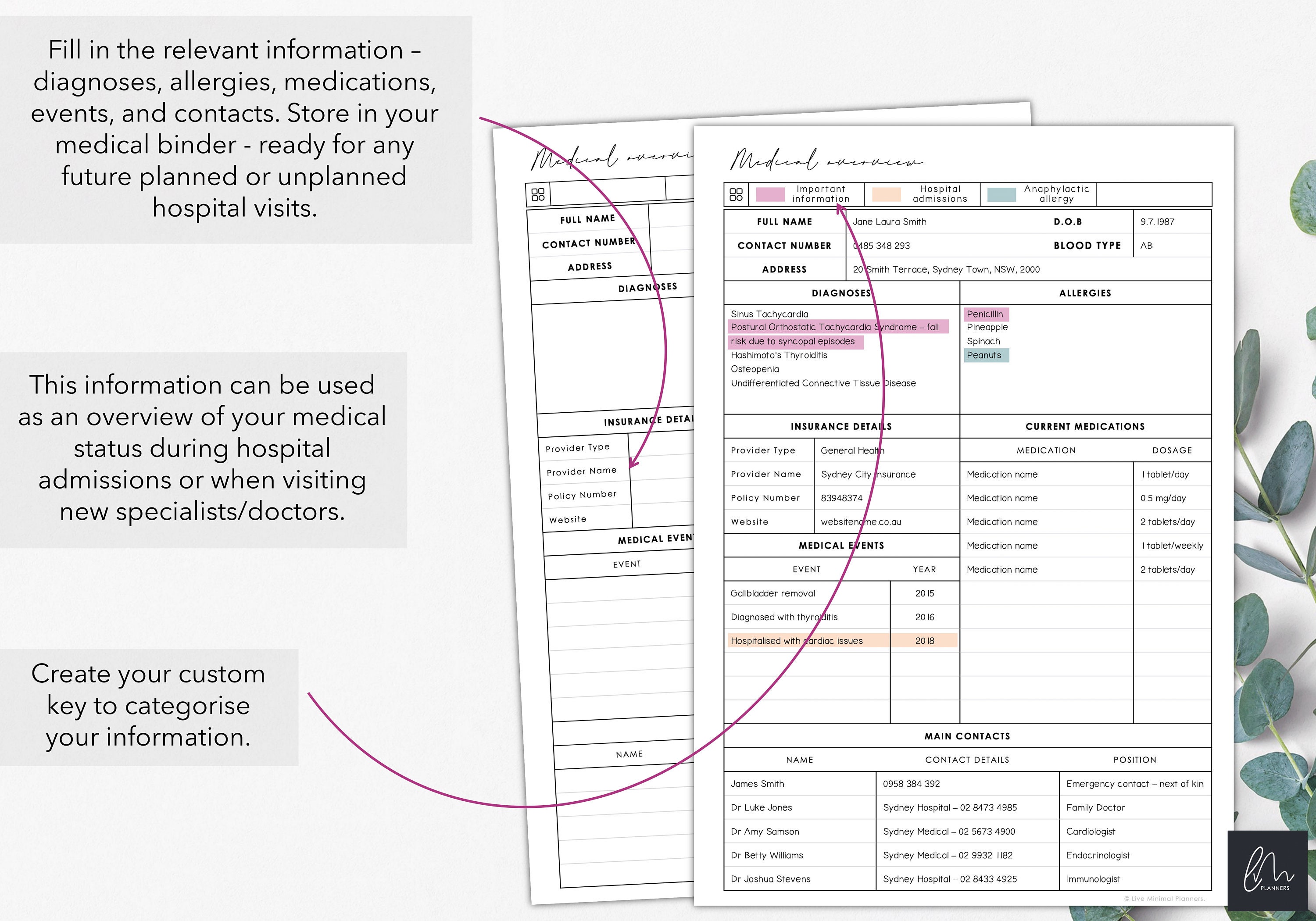 Printable and Fillable Medical Overview Template, Comprehensive Health ...