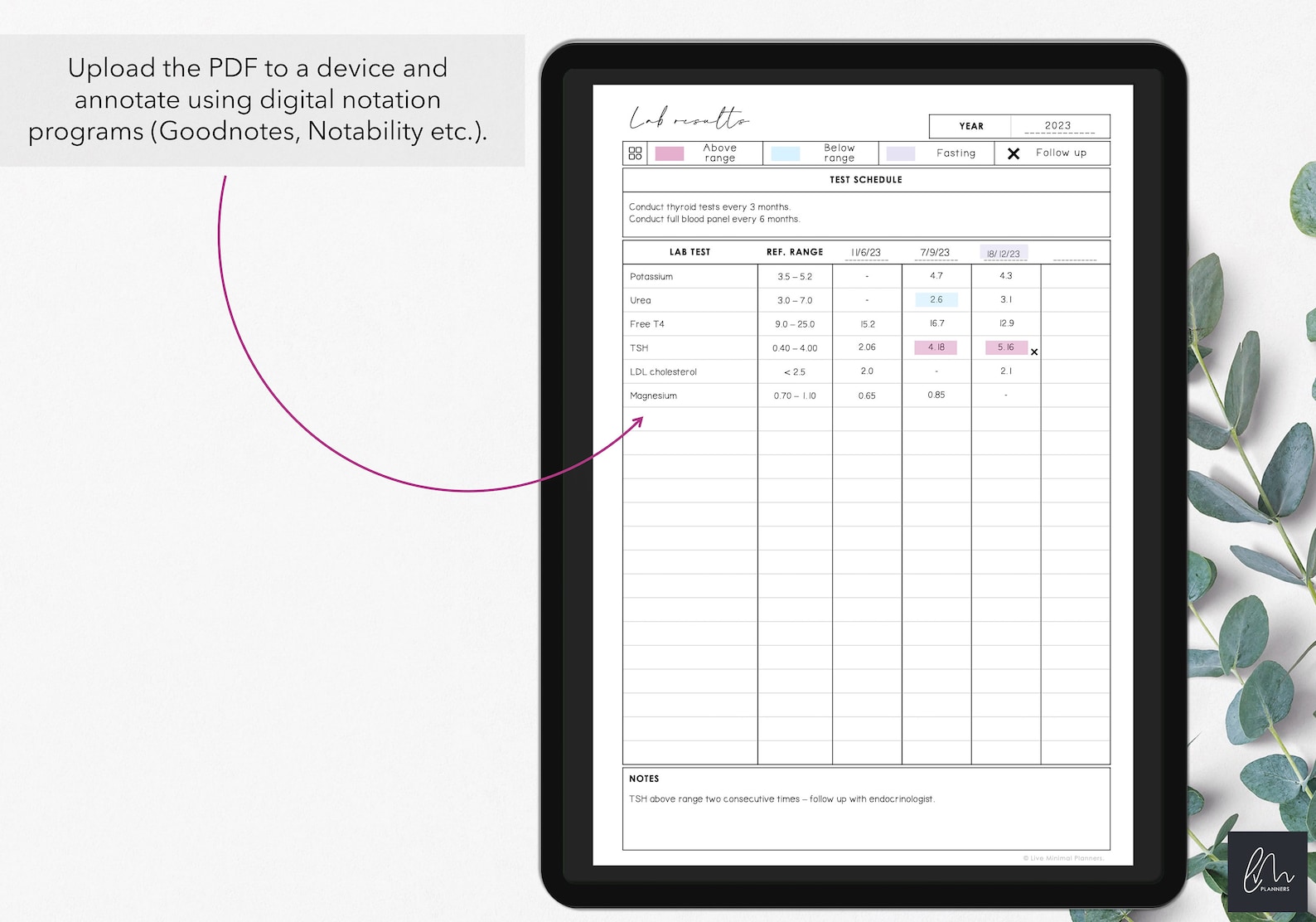 Printable and Fillable Medical Test Log or Lab Results Tracker, Chart ...