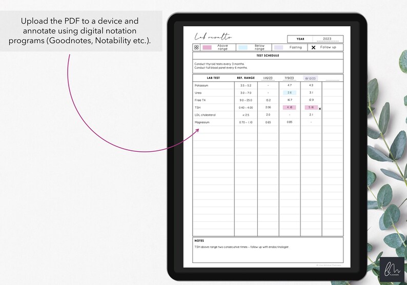 Printable and Fillable Medical Test Log or Lab Results Tracker, Chart ...
