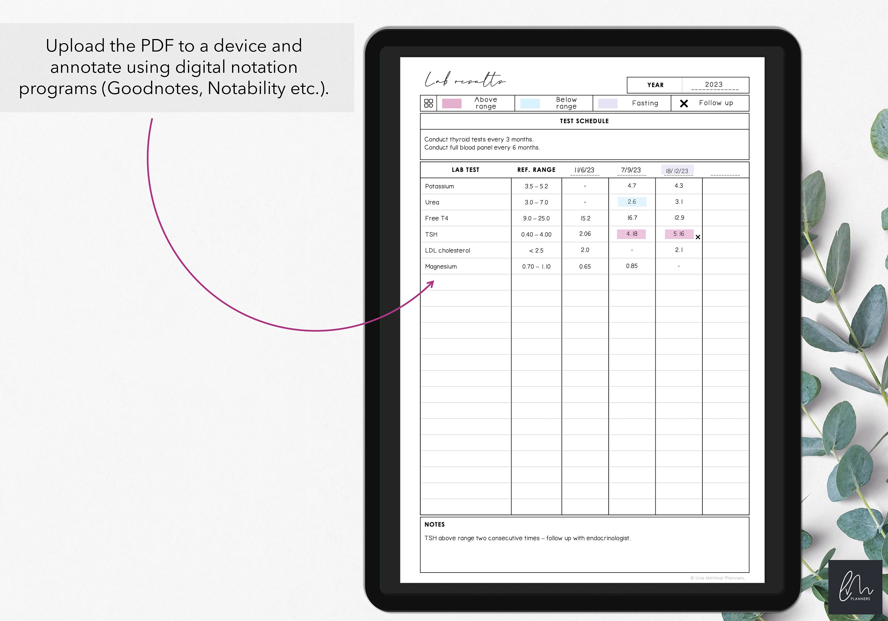 Printable and Fillable Medical Test Log or Lab Results Tracker, Chart ...