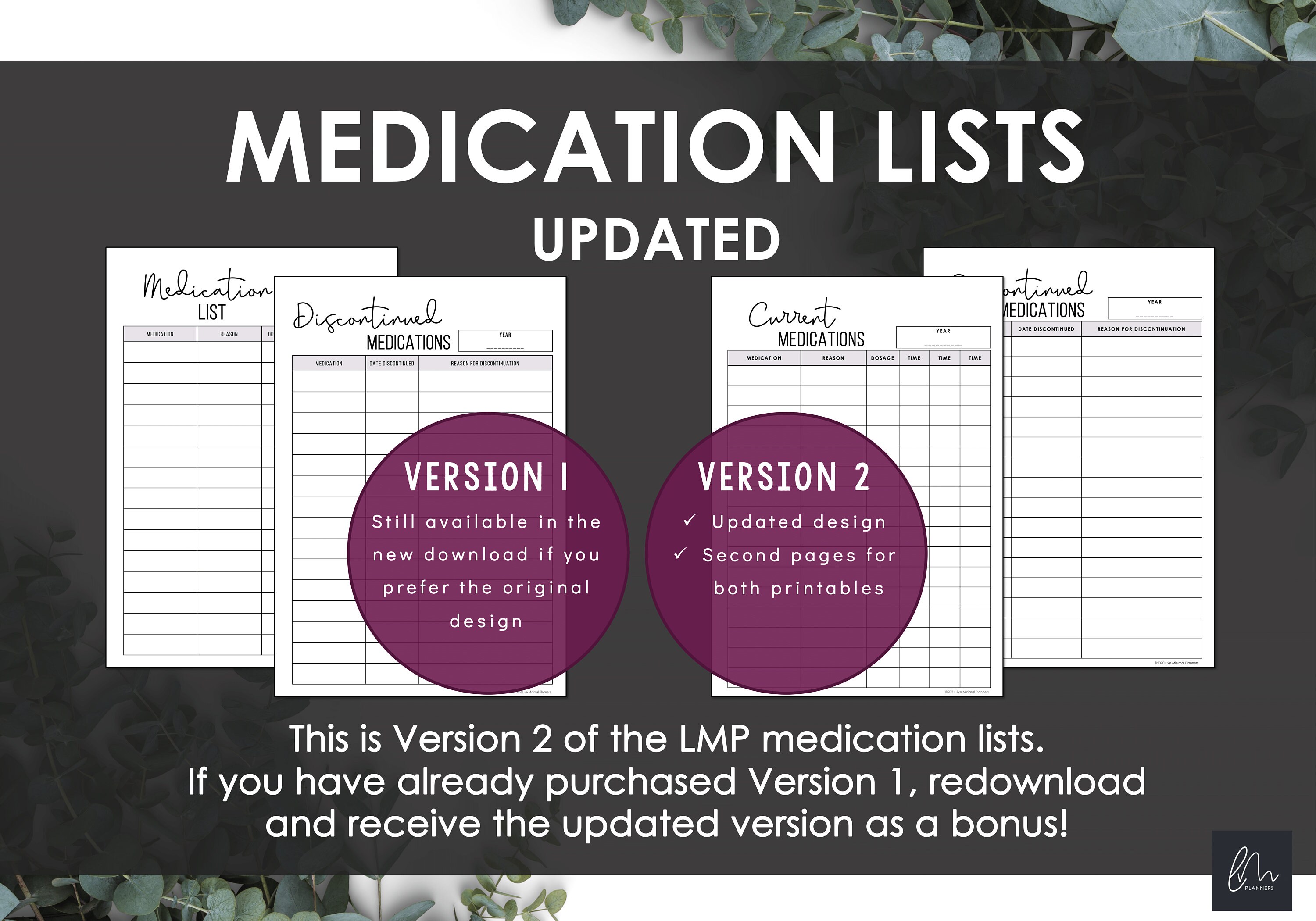 Medication List Printables | Manage Current and Discontinued Medication ...