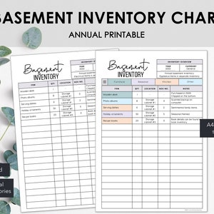 Basement Inventory Charts | List Basement Related Items in a Printable ...
