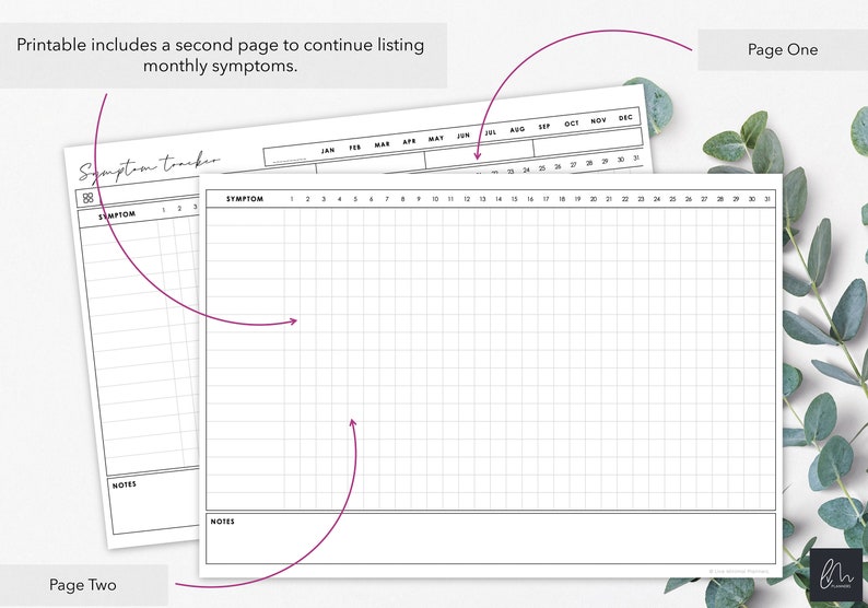 Printable and Fillable Monthly Symptom Tracker to Chart Monthly Symptom ...