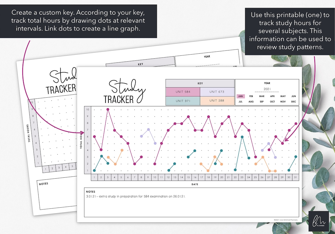 Study Tracker Manage Hours Spent Studying Monthly Printable College ...