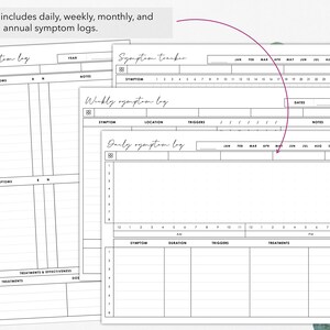 Printable and Fillable Symptom Tracker Bundle, Track Daily, Weekly ...