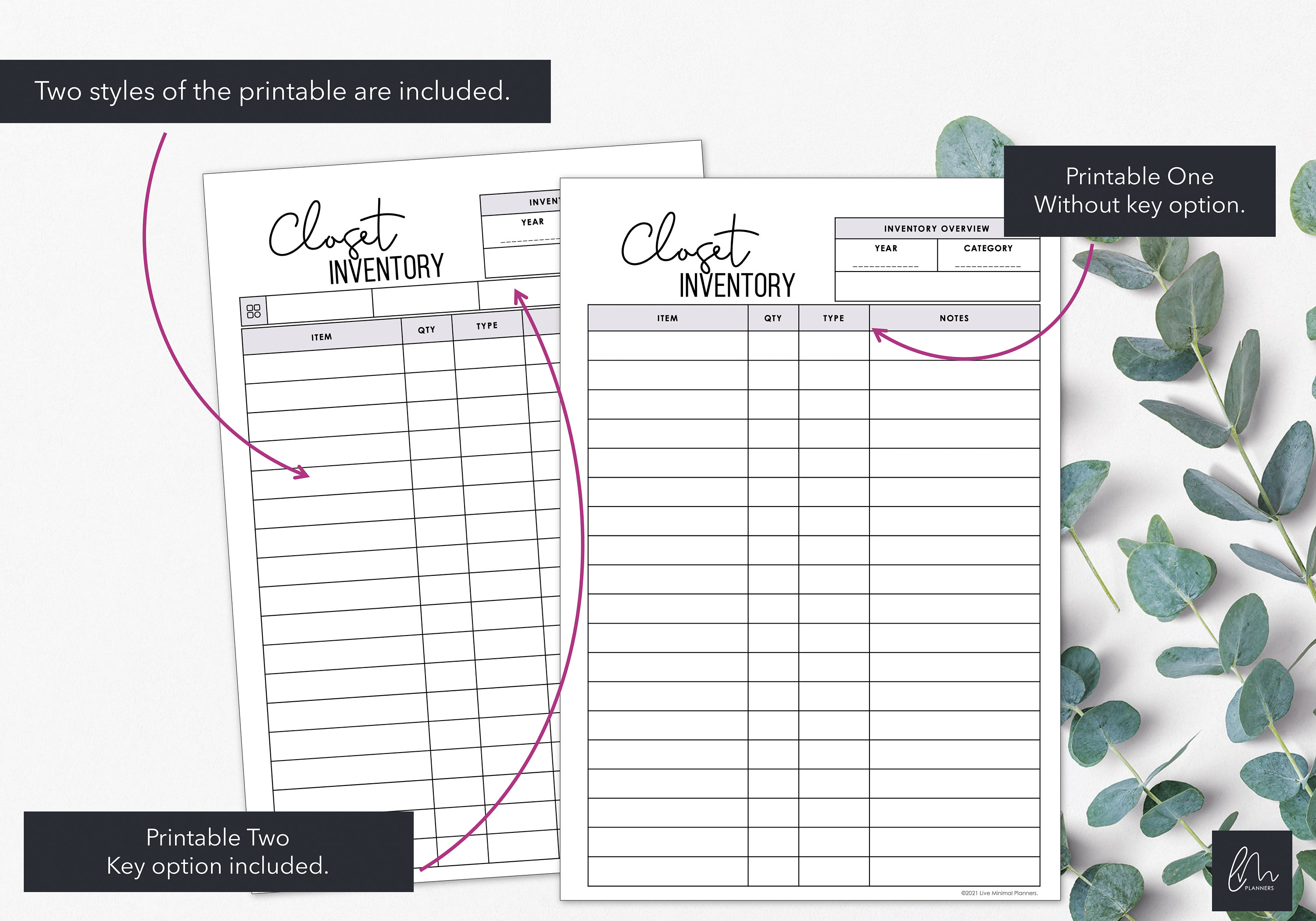 Closet Inventory Charts | List Closet Related Items in a Printable ...