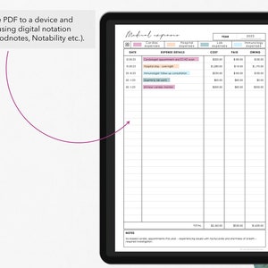 Printable and Fillable Annual Medical Expense Tracker, Chart Chronic ...