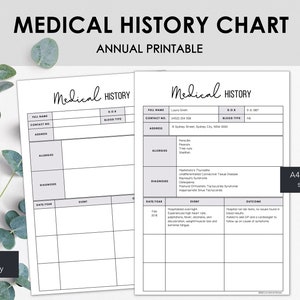 Medical History Chart Printable | Health History Printable | Medical ...