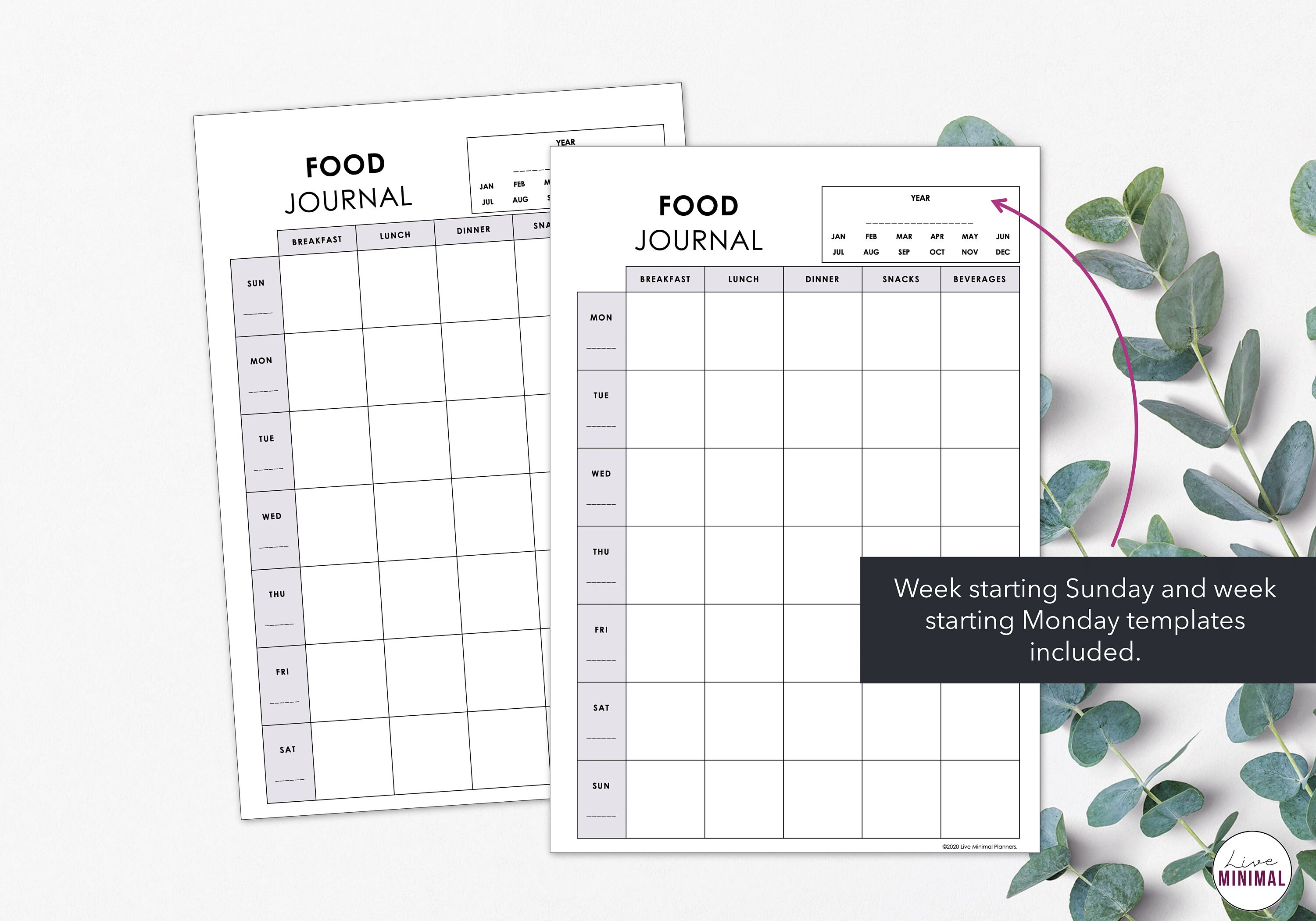 Printable Weekly Food Journal Chart Daily Meals Printable - Etsy Ireland